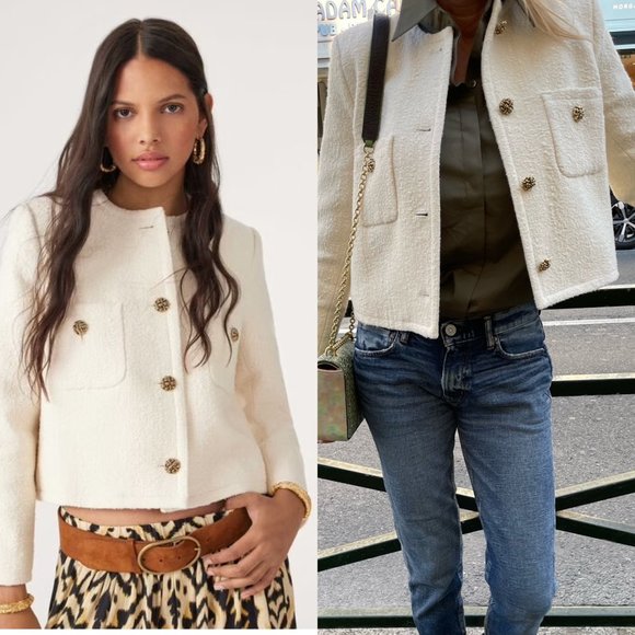 ba&sh | Jackets & Coats | Bash Veste Meredith Ecru Tweed Jacket Size ...